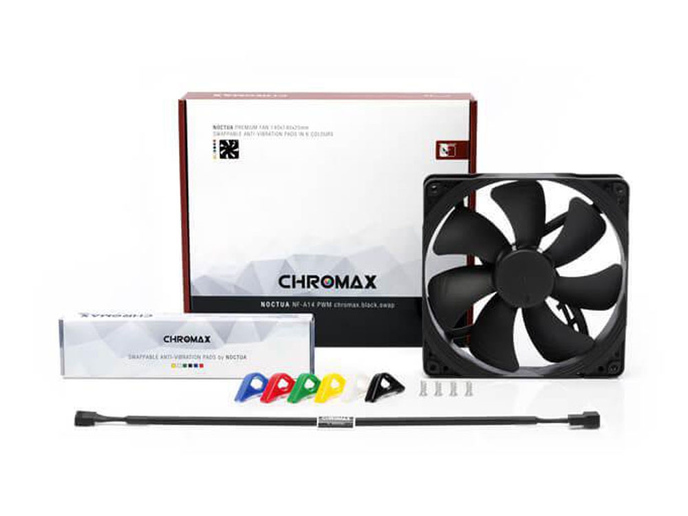 Noctua 140mm chromax.black.swap 1500RPM Case Fan - NF-A14-PWM-CH-BK-S