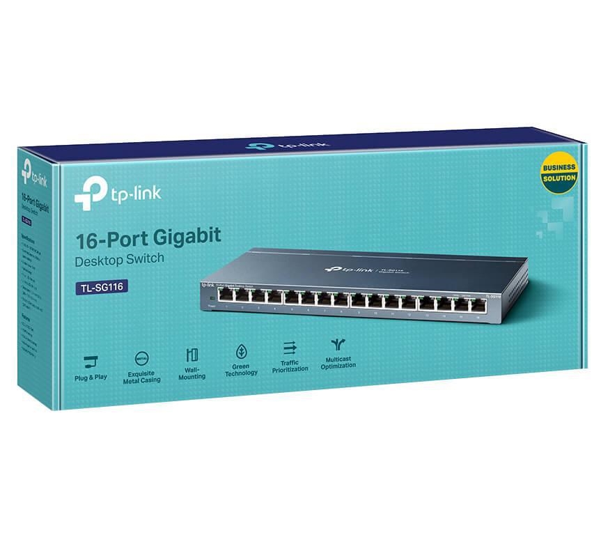 TP-Link 16 Port Gigabit Unmanaged Desktop Switch (TL-SG116) - Hubs ...