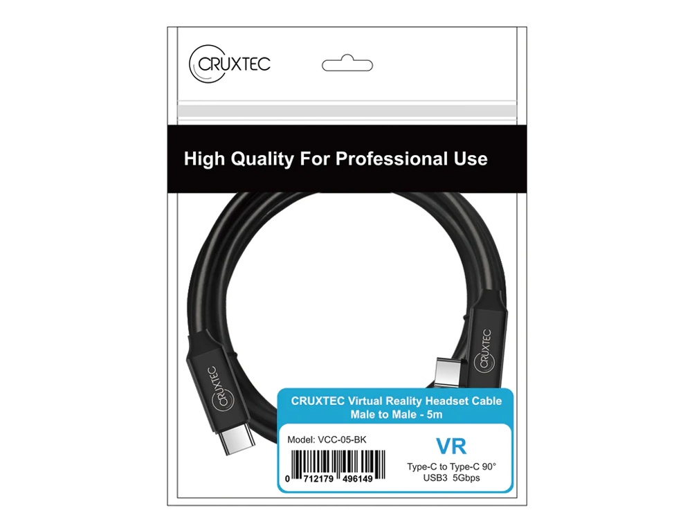 Cruxtec 5m USB-C to USB-C 90 Degree Angle VR Cable - USB & Firewire ...