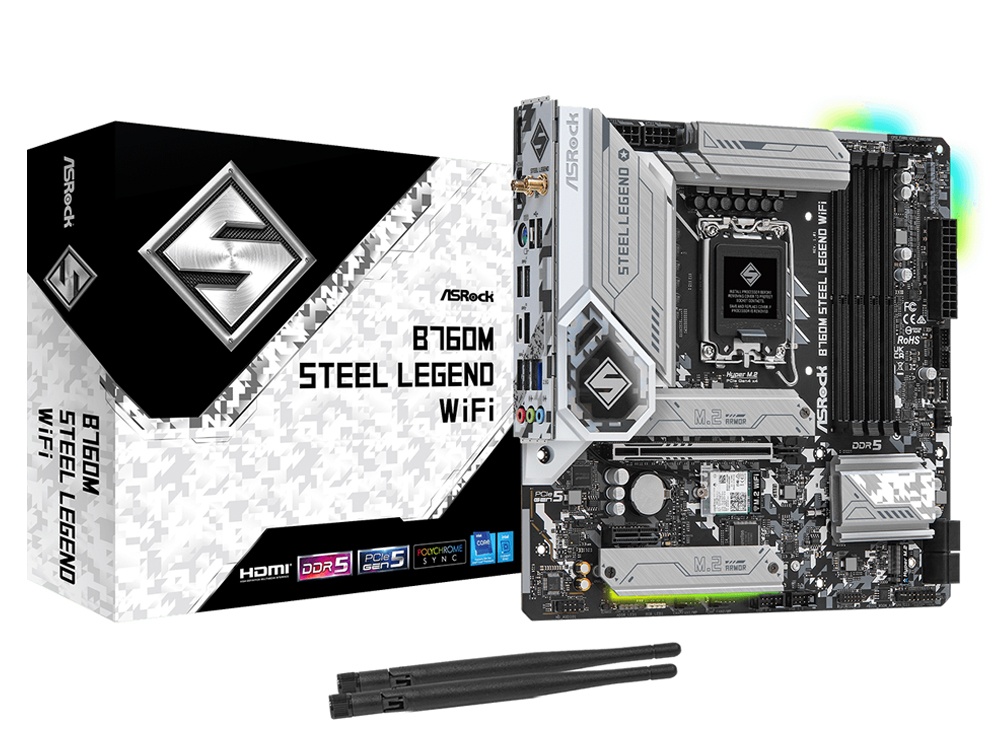ASRock B760M Steel Legend WiFi LGA1700 DDR5 mATX Intel Motherboard ...