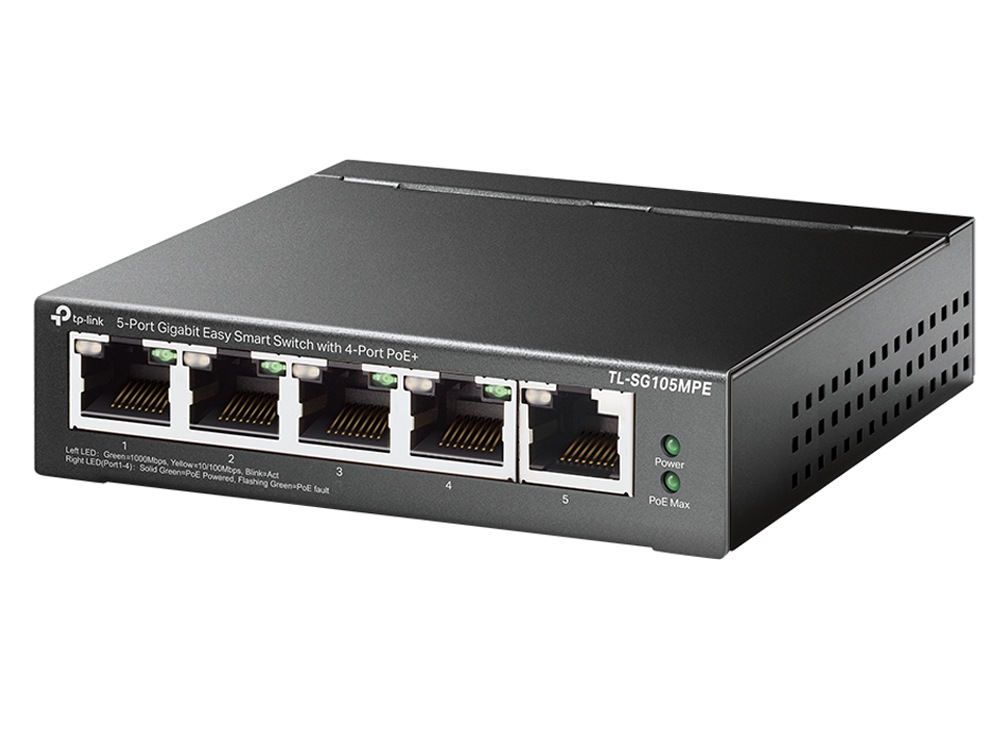 TP-Link 5-Port Gigabit Easy Smart Switch with 4-Port PoE+ (TL-SG105MPE ...