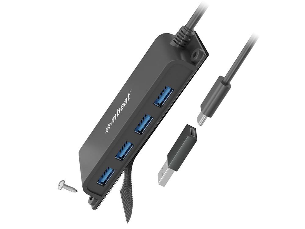 MBeat Mountable 4-Port USB-C Hub | HDD Docking Bays & USB Hubs | MB-HUB-E04