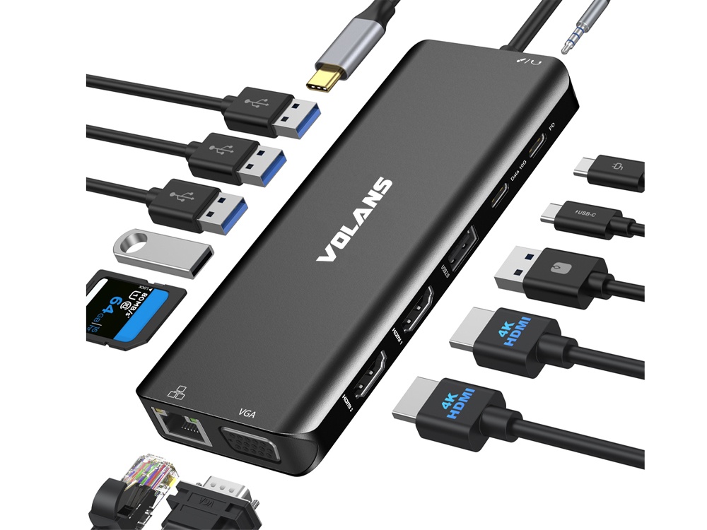 Volans VL-UCTDMH-S USB-C Triple Display Docking Station | Fast Delivery ...