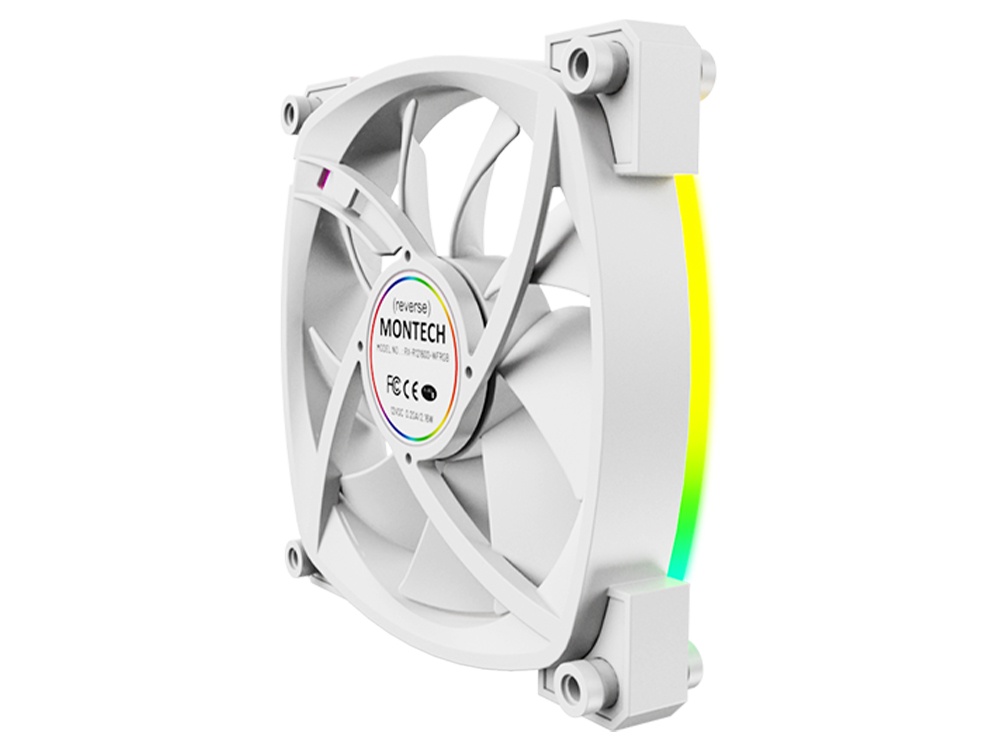 Montech RX120 PWM 120mm Reverse ARGB Fan - White | Case Fans & LED Lighting