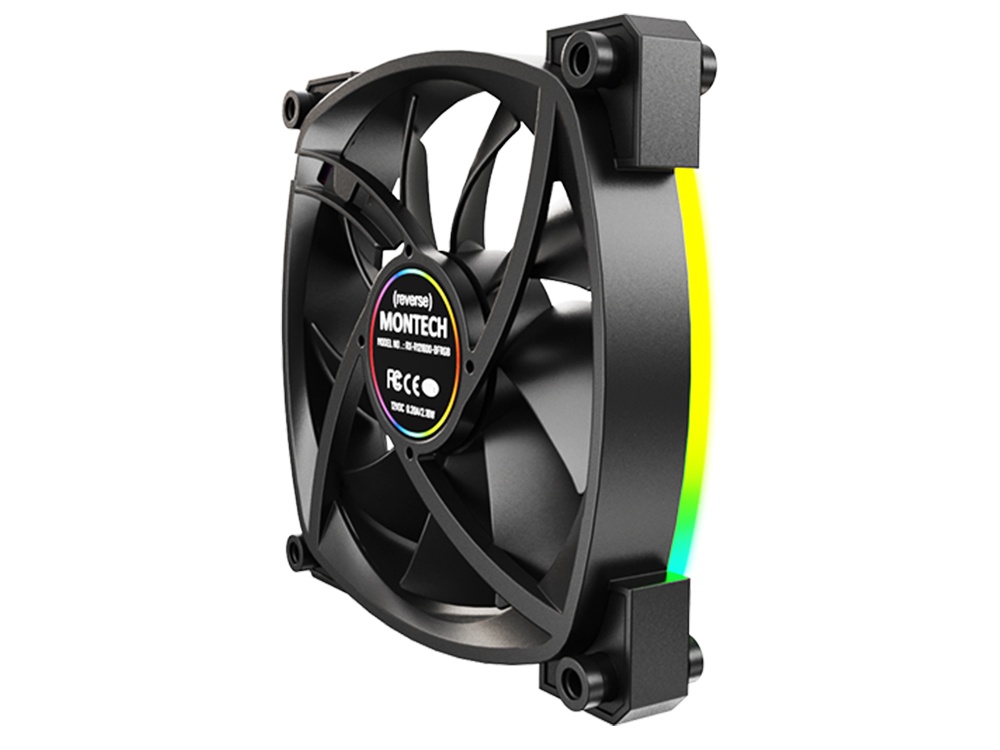 Montech RX120 PWM 120mm Reverse ARGB Fan - Black | Case Fans & LED Lighting