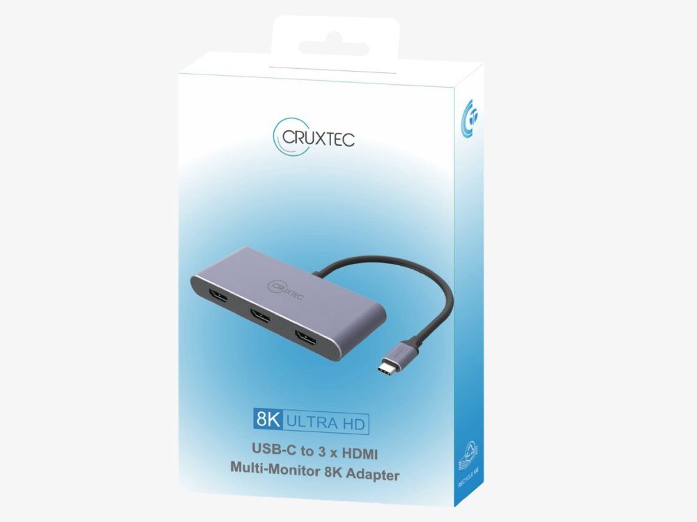 Cruxtec USB-C to 3 x HDMI Multi-Monitor 8K Adapter [CT3H-8K-SG]