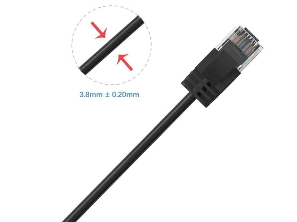 Cruxtec RF6A 0.3m Ultra-Thin CAT6A U/UTP 28AWG Ethernet Cable - Black ...