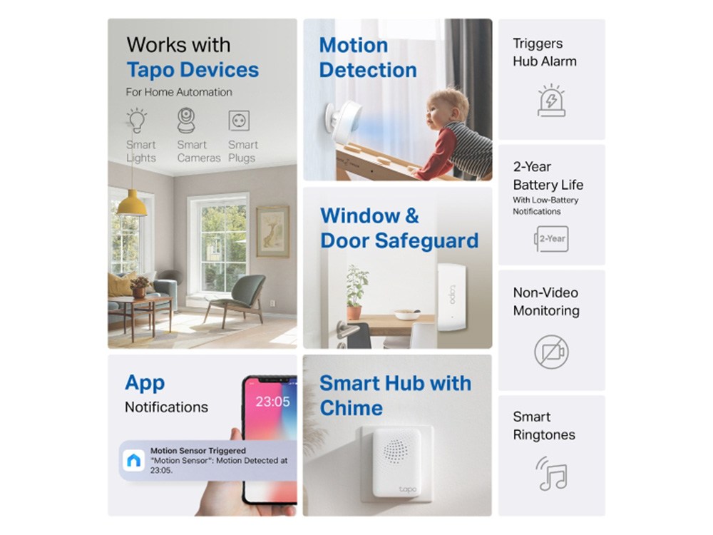 TP-Link Tapo T30 Smart Sensor Starter Kit (Tapo H100 × 1 + Tapo T100 × ...
