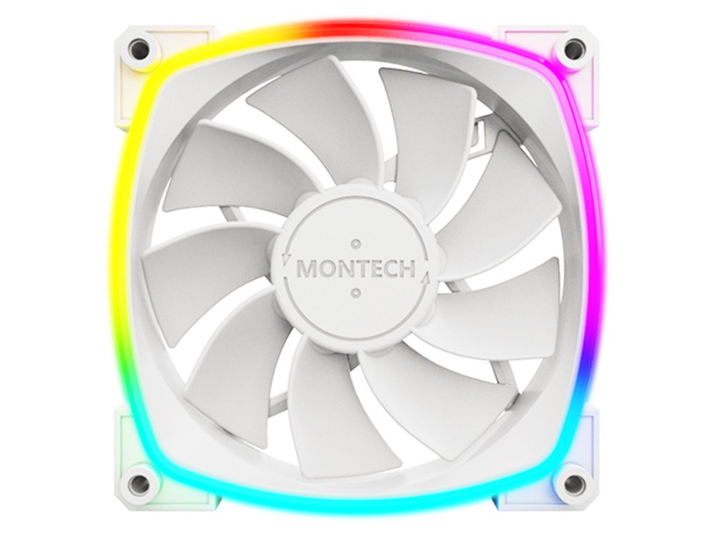 Montech RX120 PWM 120mm ARGB Reverse Fan - White (3-Pack) [RX120 3 in 1 W]