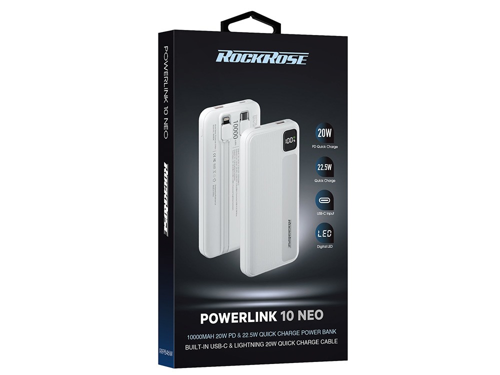 Rockrose PowerLink 10 Neo 10000mAh 20W PD&22.5W Quick Charge Power Bank ...