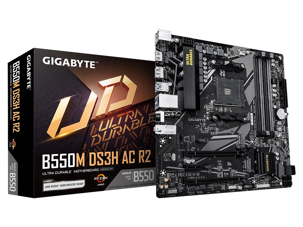 Gigabyte B550M DS3H AC R2 AM4 Wi-Fi 5 mATX Motherboard [B550M DS3H AC R2]