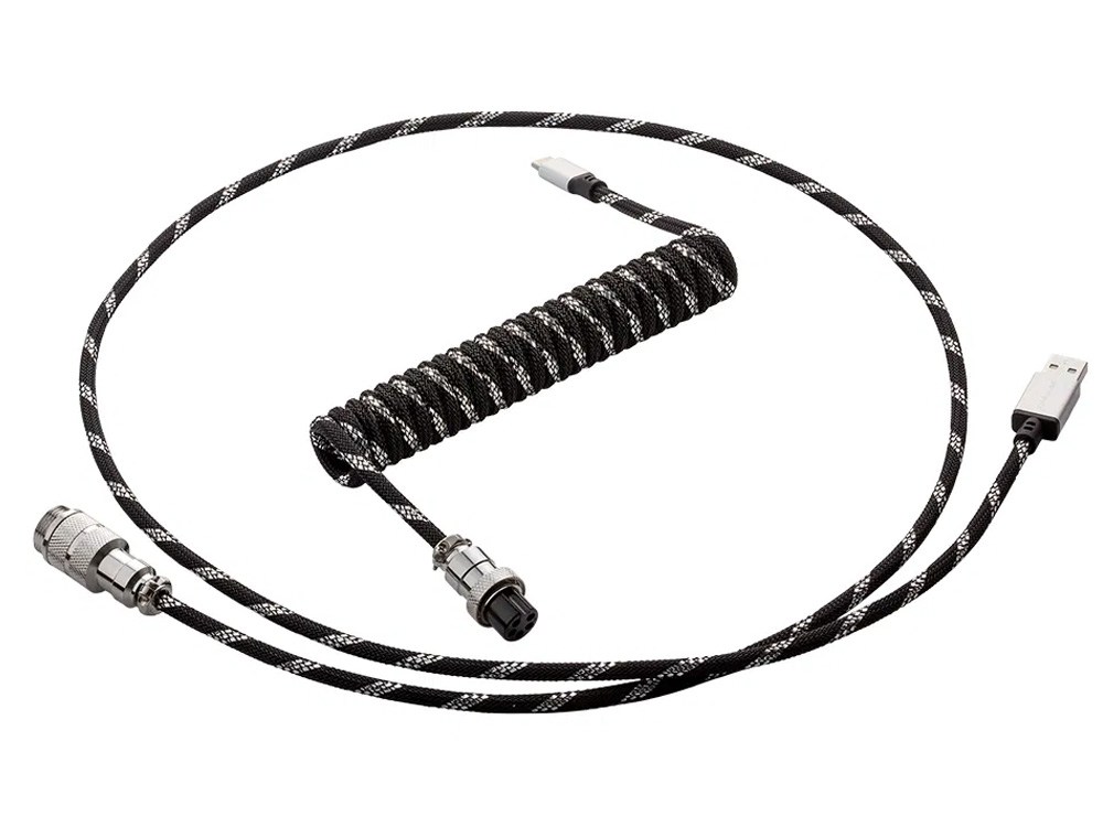 CableMod Pro 150cm USB-A to USB Type-C Coiled Keyboard Cable - Sterling Black [CM-PKCA-CSAS ...