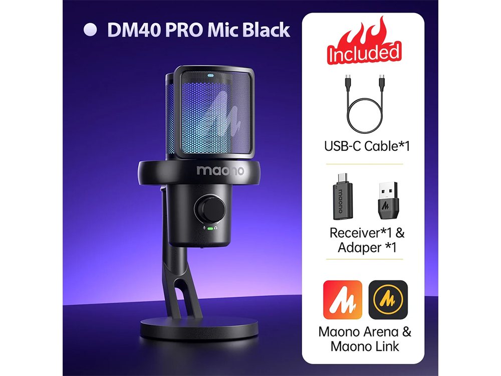 Maono DM40 Pro Gaming USB/Wireless Desktop Microphone - Black [MNDM40PBK]