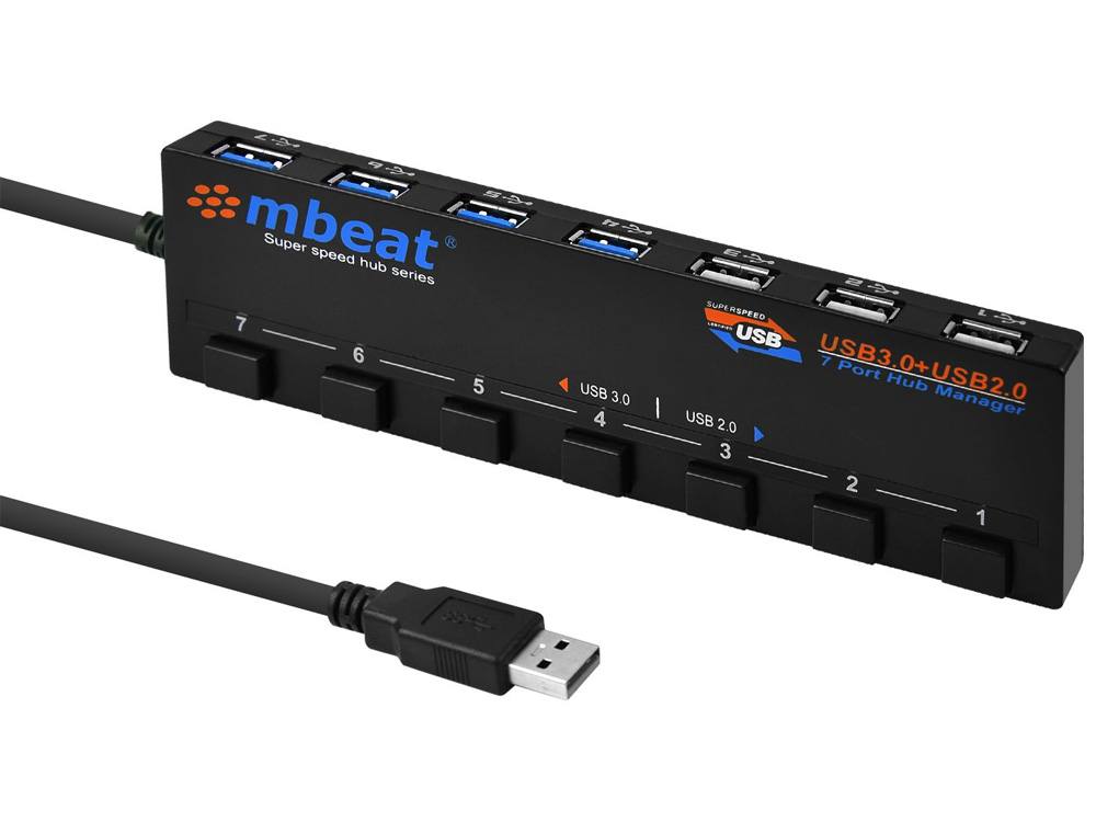 MBeat 7-Port USB 3.0 & USB 2.0 Hub with Switches [USB-M43HUB]