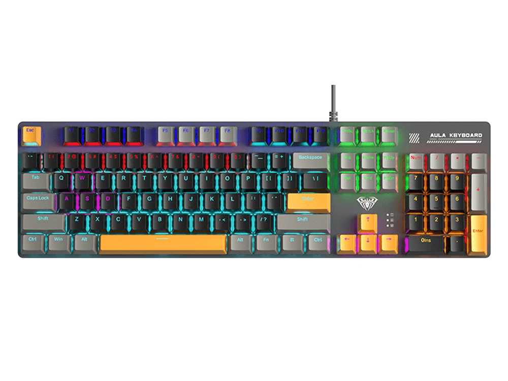 Aula S500 Wired Zoned RGB Blue Switch Mechanical Keyboard - Black/Gray ...