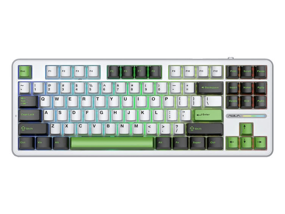 AULA F87 Wireless Tri-Mode Gasket Gray Wood Switch Mechanical Keyboard ...